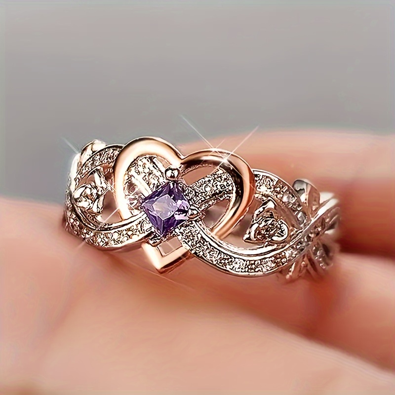 Exquisite Synthetic Amethyst Ring Men's Heart shaped Two - Temu United ...