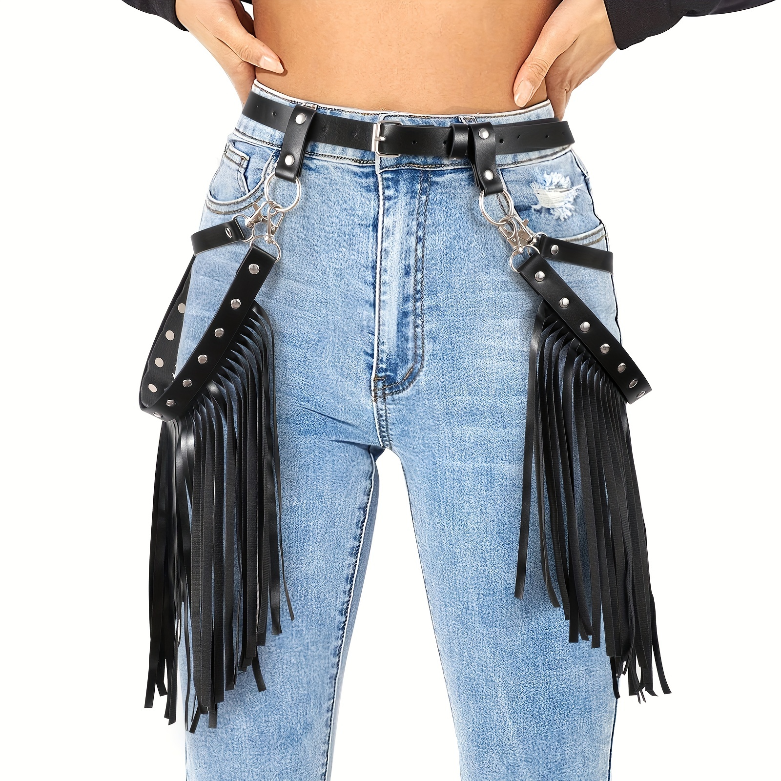 Black Tassel Waistband Personalized Creative Adjustable Belt - Temu New ...