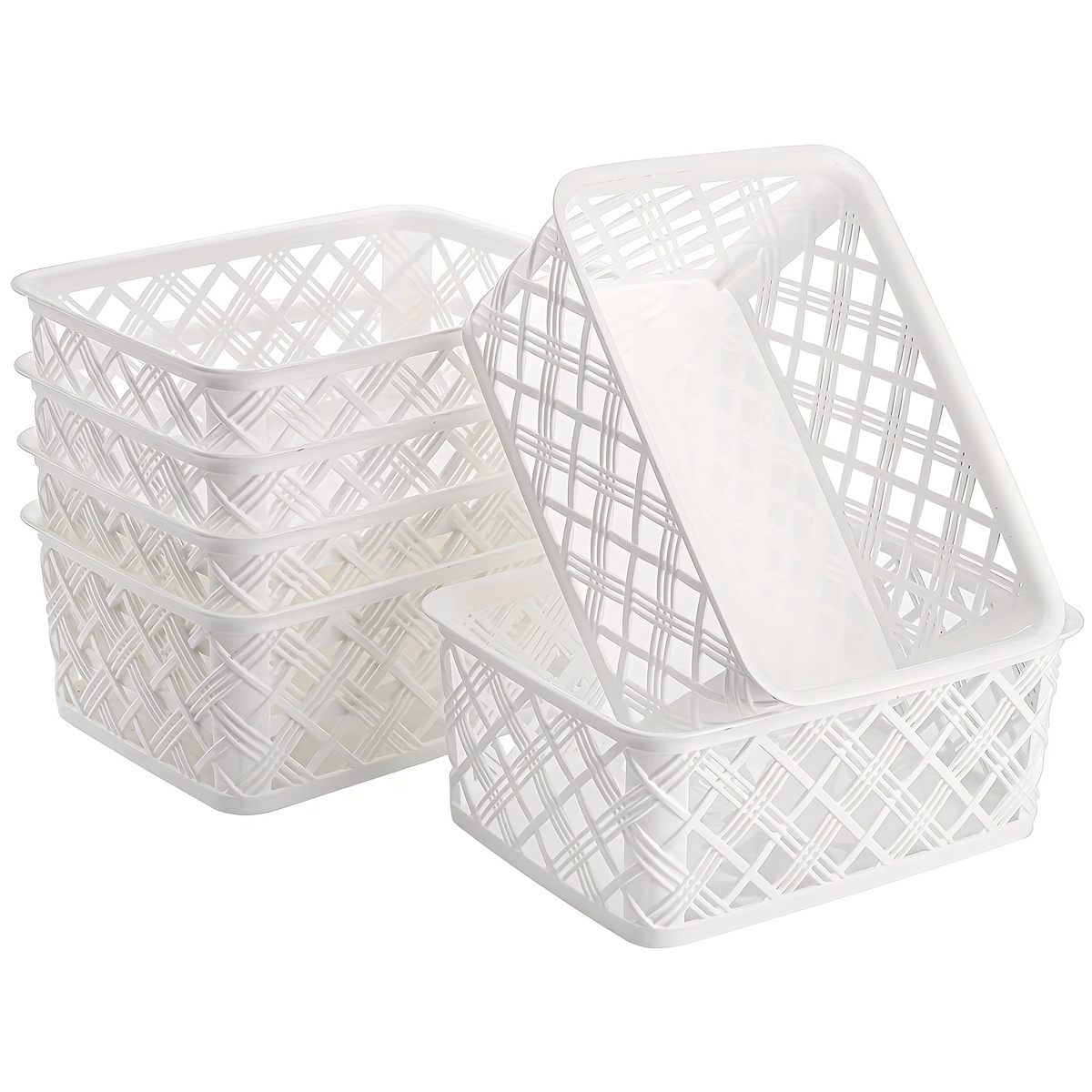 White Plastic Basket Hollow Design Small Storage Basket - Temu United ...