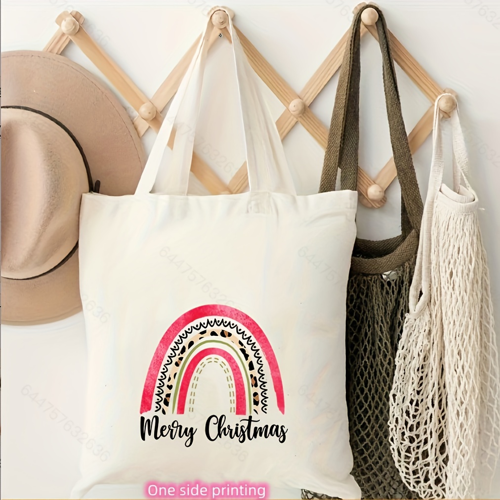 Merry Christmas Pattern Tote Bag Large Capacity Canvas - Temu United ...