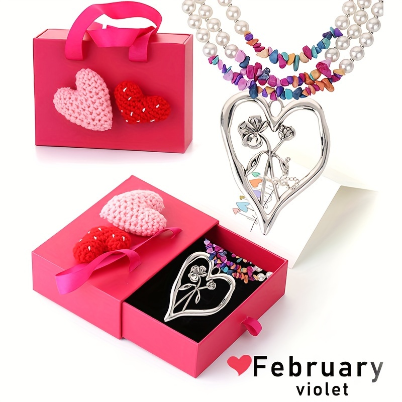 12 Months Birthstone Flower Big Love Pendant Multilayer Faux - Temu ...