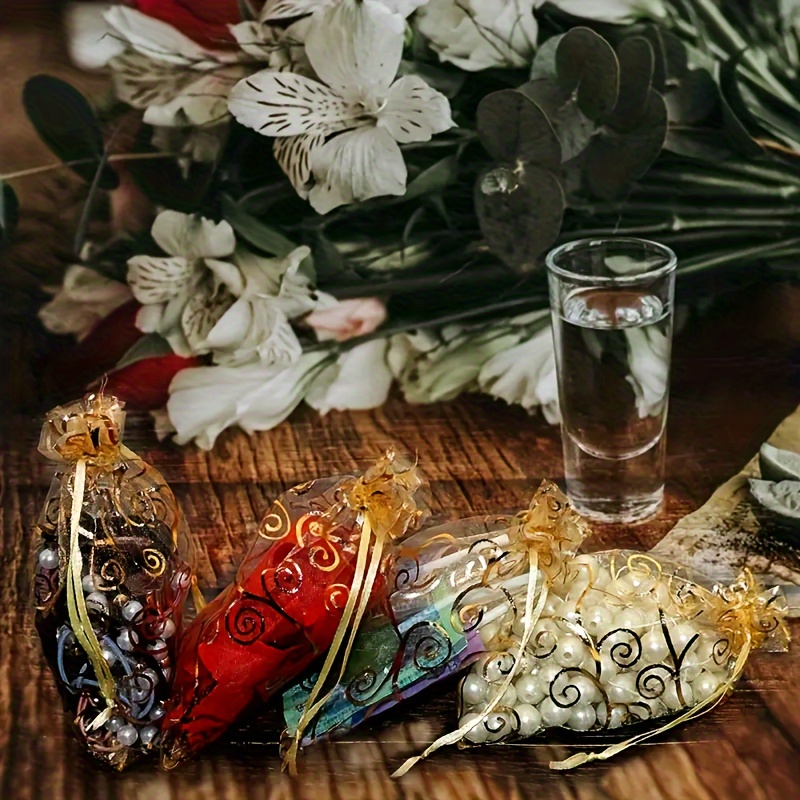 Golden Organza Bag Mesh Favor Bags Drawstring Jewelry Rattan - Temu ...