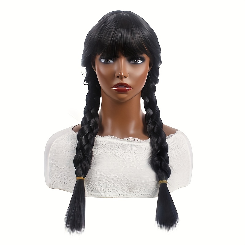 Costume Wigs Black Long Curly Double Ponytail Synthetic Wig - Temu