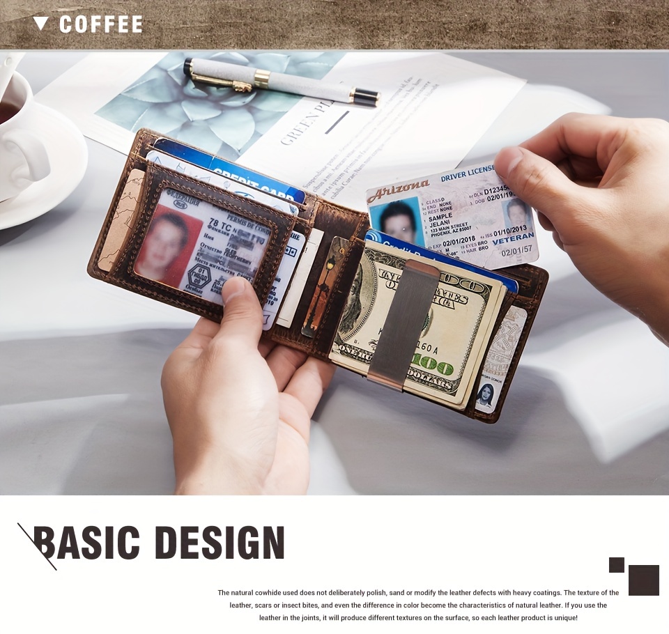 Wallet Rfid Blocking Credit Card Holder Genuine Leather Card - Temu ...