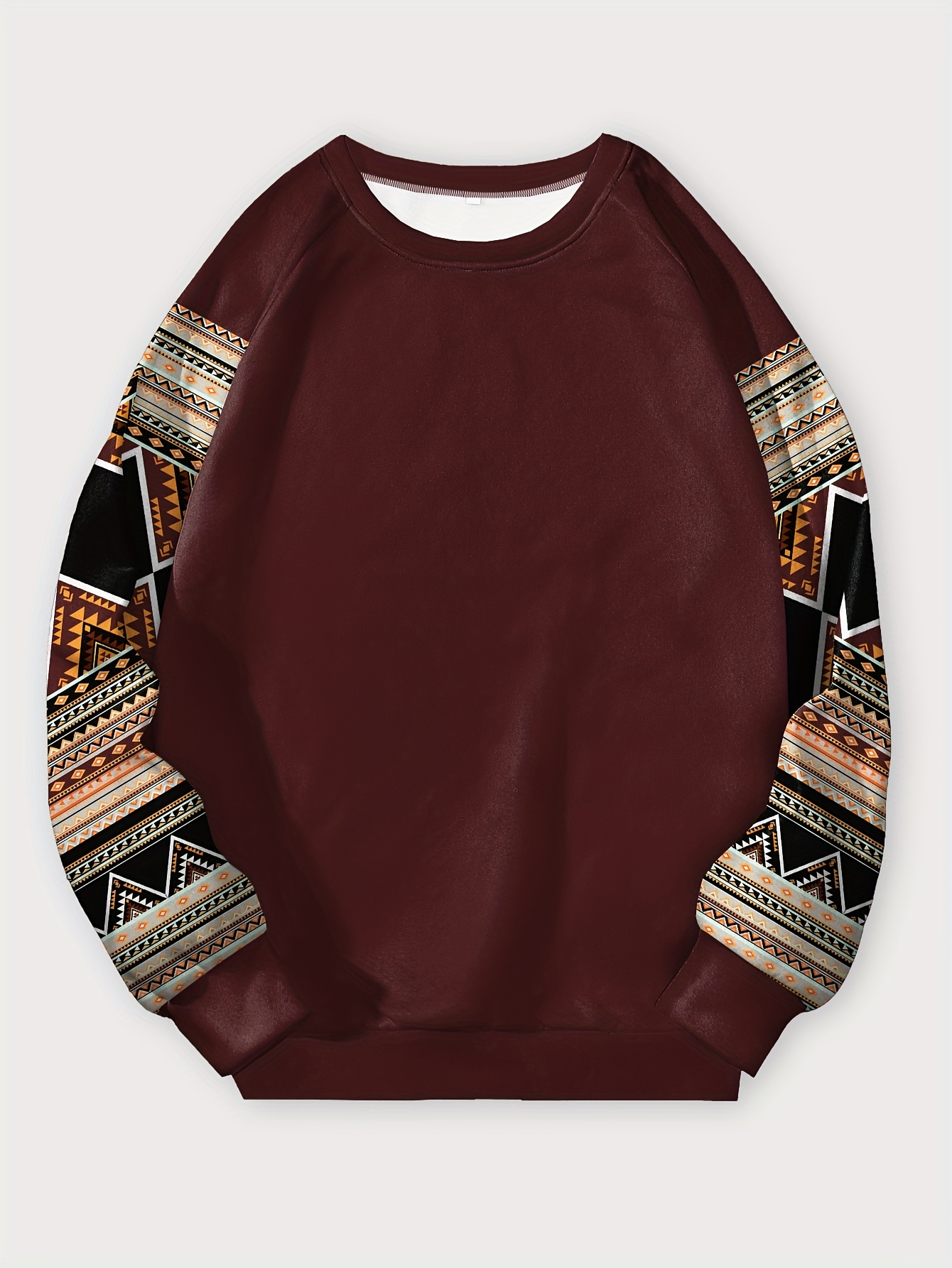 geo print pullover sweatshirt casual long sleeve crew neck - Temu Canada