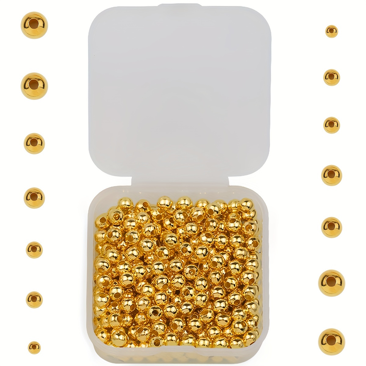 A Box Plated Iron Beads Set Round Beads Jewelry Making Diy - Temu ...