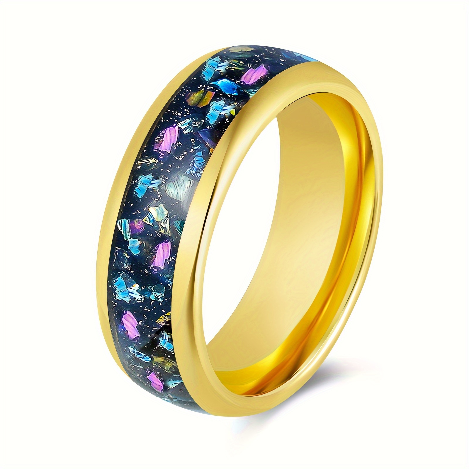 Golden Ring Wedding Band Tungsten Steel Men's Unique - Temu United Kingdom