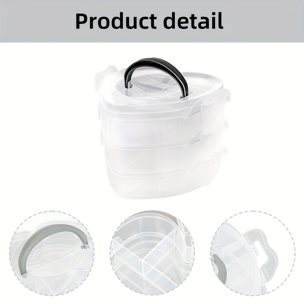 1pc 클리어블루 리틀 러브 3층 보관함 세트 투명 플라스틱 보관함 컨테이너 Diy 파란색 보관함 보석 공 Temu