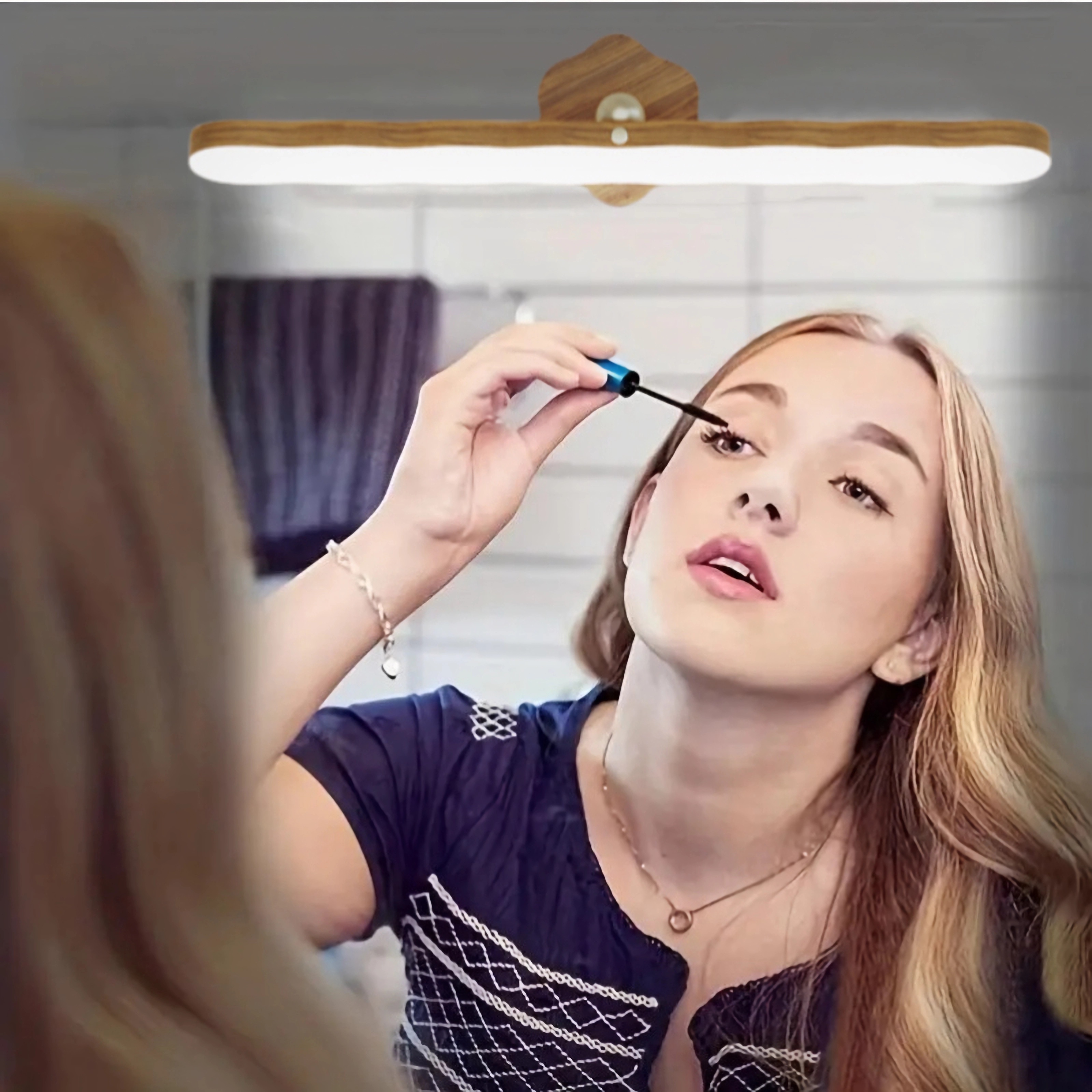 Portable Led Wooden Mirror Front Light 360 Degree Rotatable - Temu ...