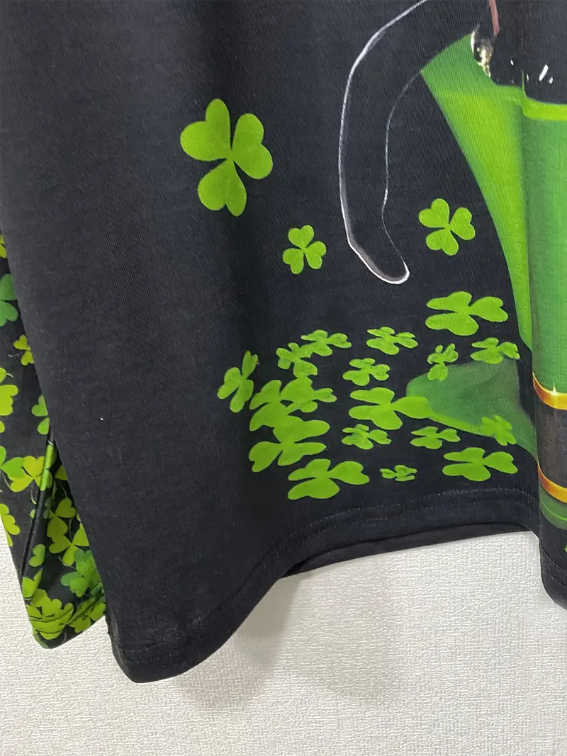 Plus Size Clover Print Top Casual V Neck Long Sleeve Top Temu