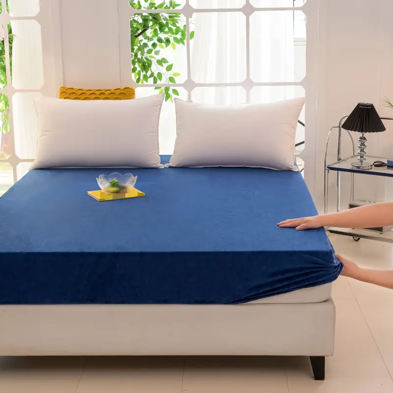 Solid Color Velvet Fitted Sheet Without Pillowcase Core Temu South
