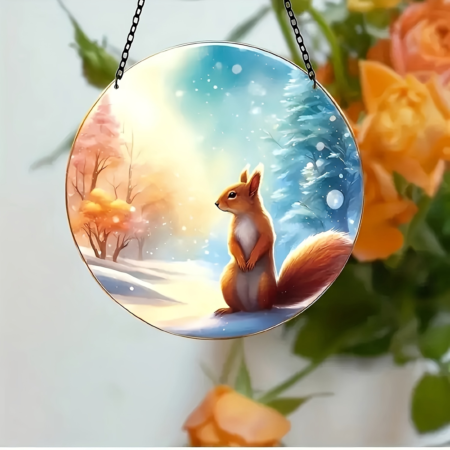 Acrylic Cute Squirrel Window Hanging Pendant Metal Chain - Temu Ireland