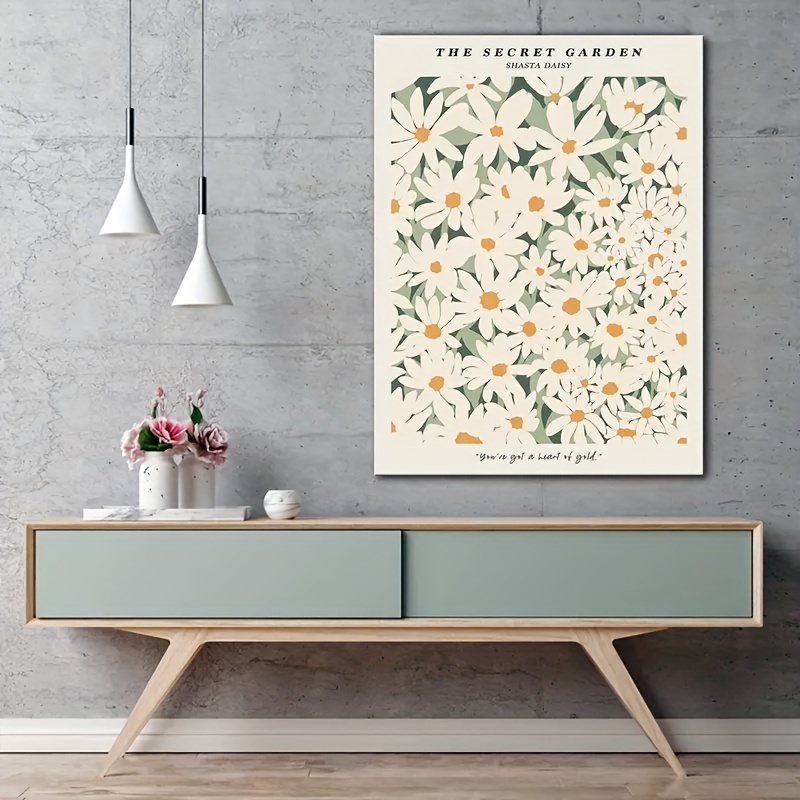 1pc Vintage Canvas Print Poster Chrysanthemum Canvas Wall Art Artwork ...