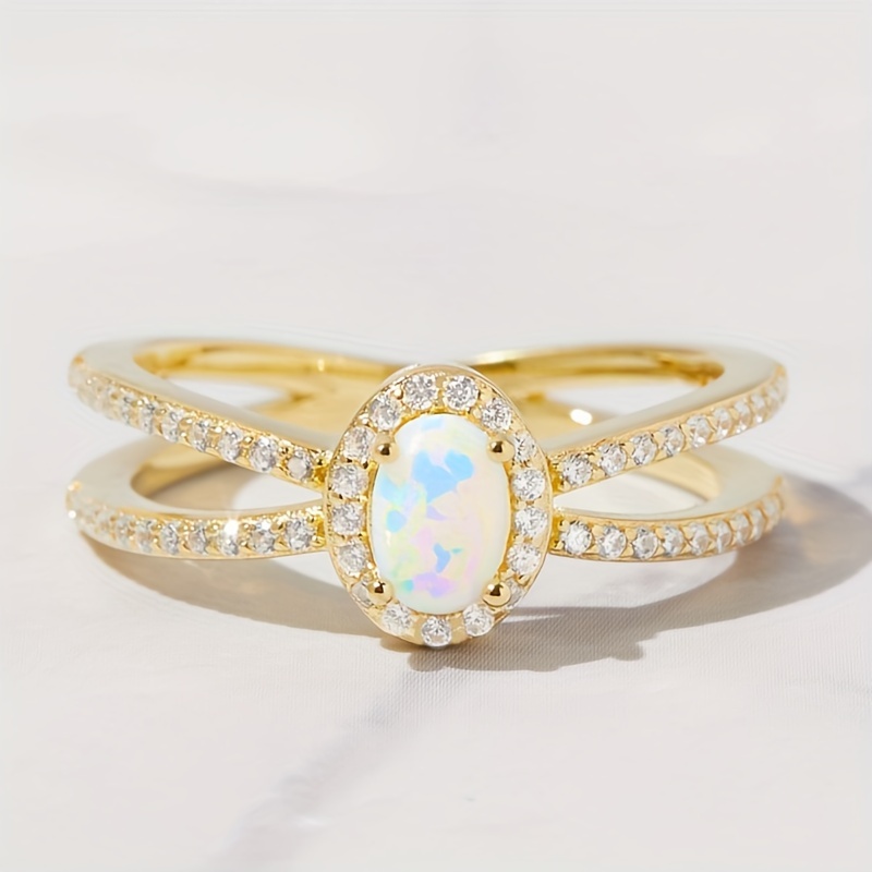 Elegant Promise Ring Inlaid Shining Gemstone In Egg Shape - Temu United ...