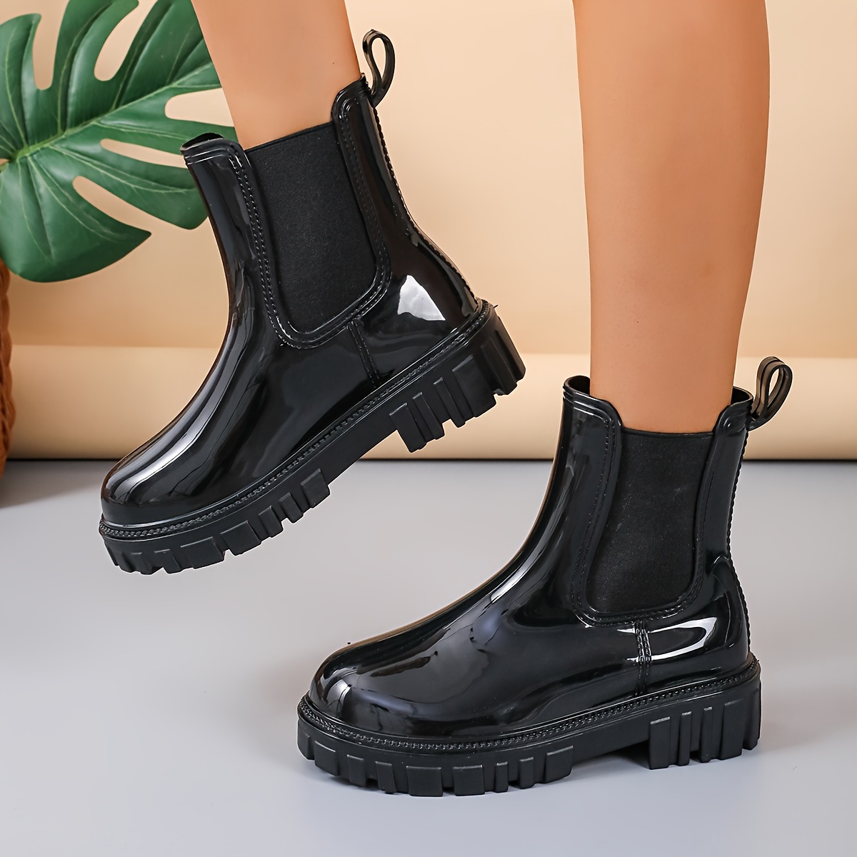 Womens Solid Color Trendy Boots Soft Sole Platform Slip Non - Temu ...