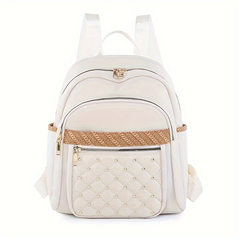 Fashion Versatile Backpack Argyle Embroidered Large Capacity - Temu New ...