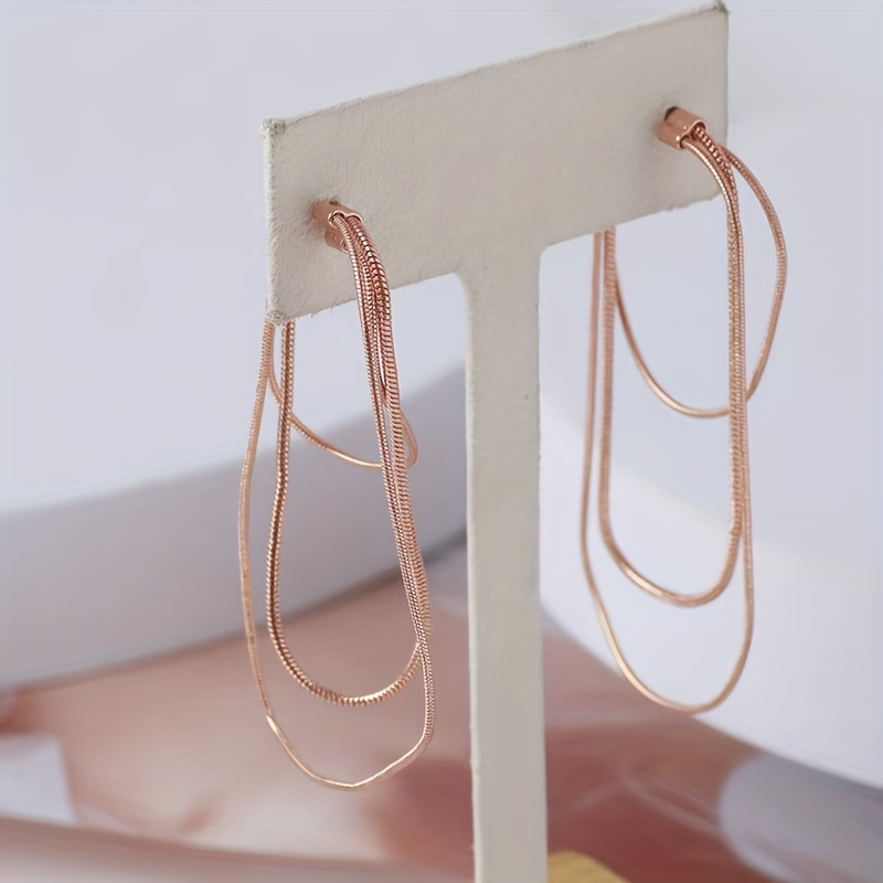 3 layer Snake Chain Design Dangle Earrings Retro Simple - Temu United ...