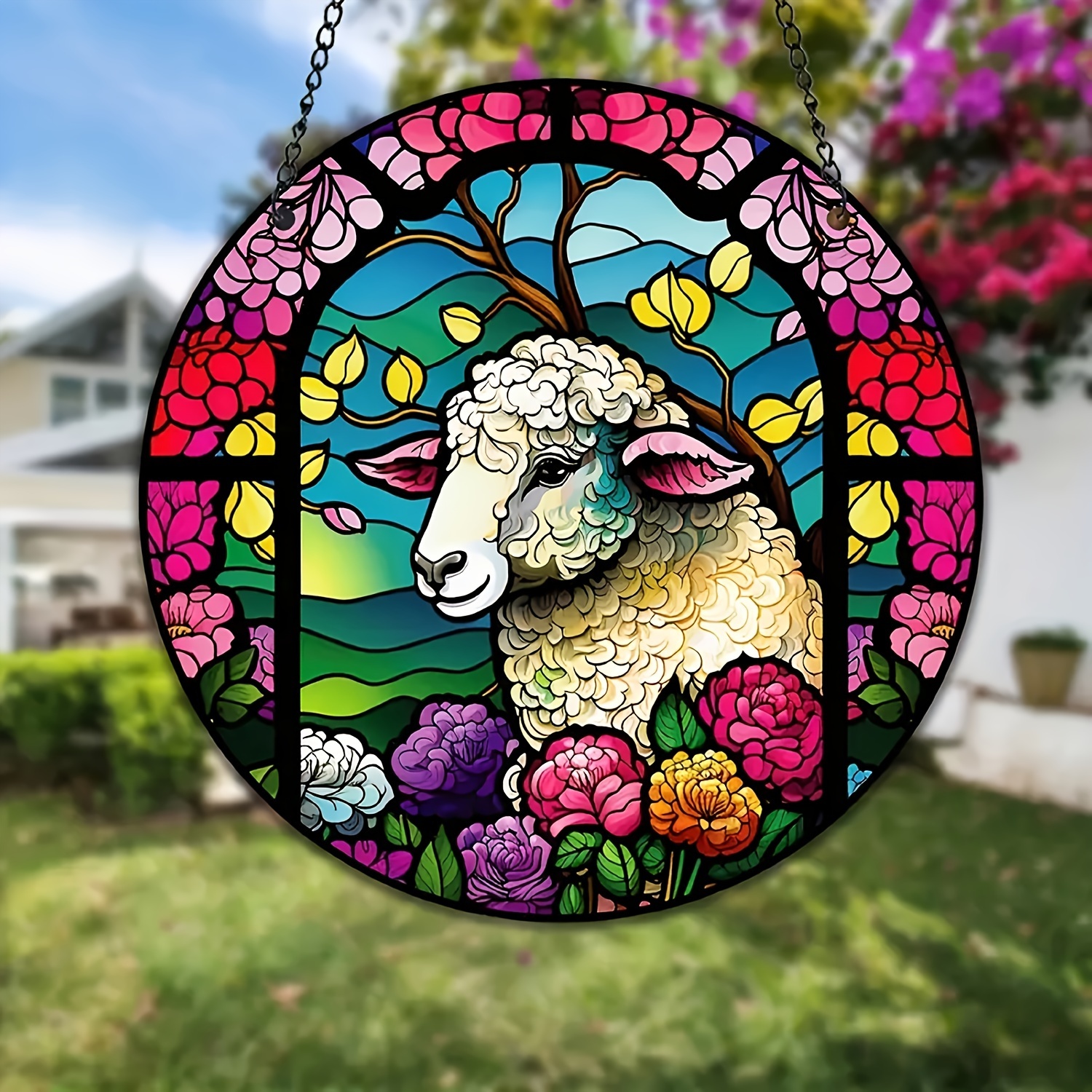 Sheep Window Hanging Pendant Wall Decoration Stained - Temu United Kingdom