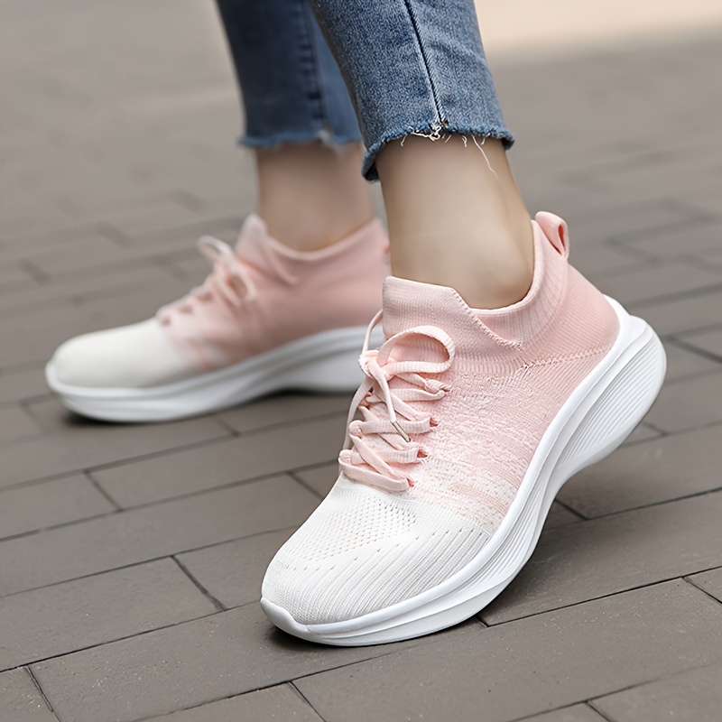 Women's Colorblock Sock Sneakers Lace Soft Sole Platform - Temu Philippines