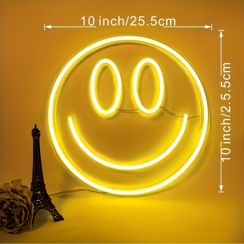 Led Smiley Neon Sign Modeling Light Luminous Word Signboard - Temu