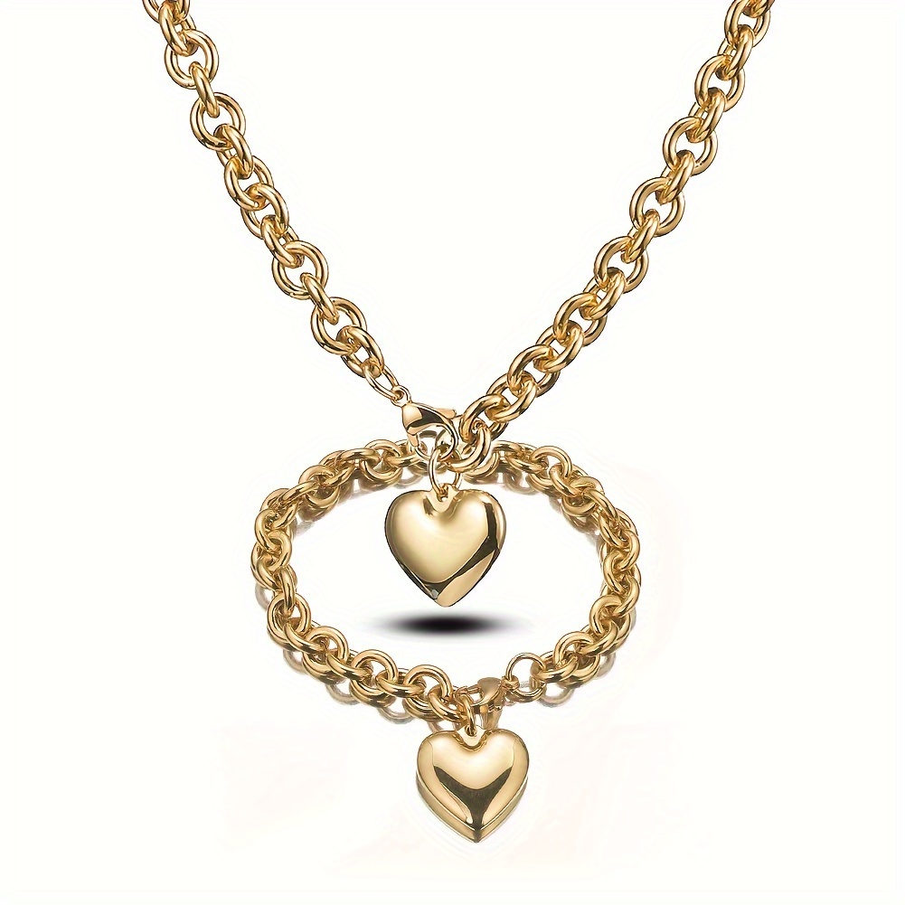Necklace + Bracelet Hip Hop Style Jewelry Set Silver Plated - Temu Portugal