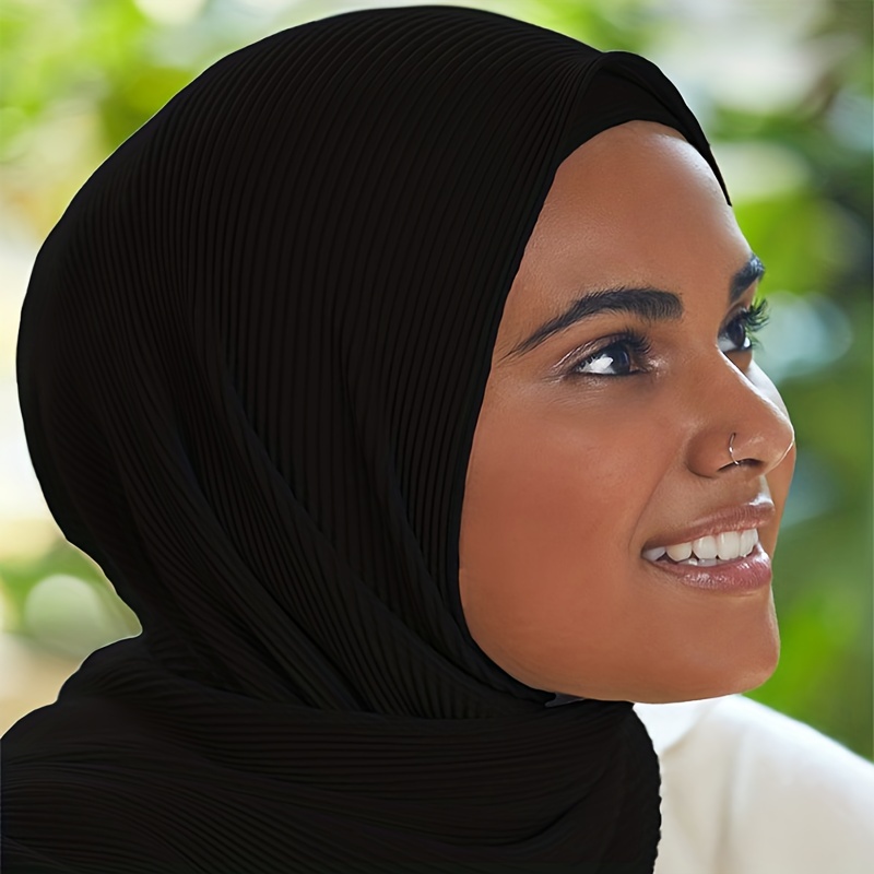 Minimalist Monochrome Headscarf Lightweight Crinkle Plain Color Head ...