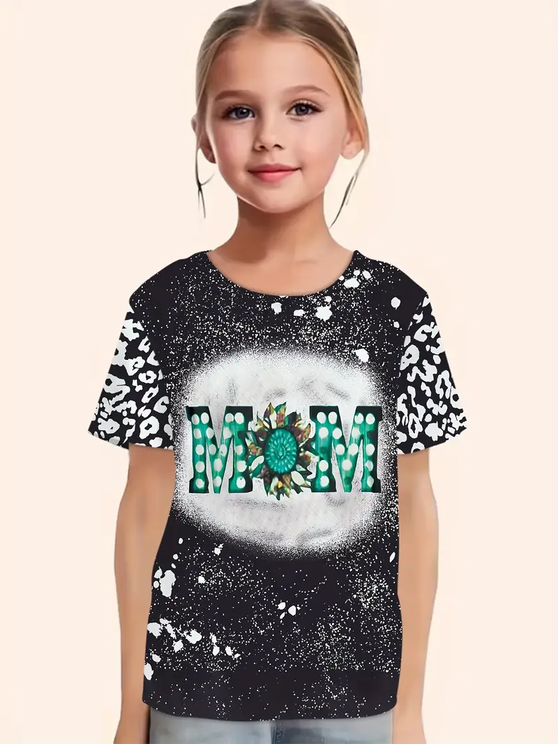 Splicing Leopard Print Mom Graphic Short Sleeve T Shirt Temu Philippines