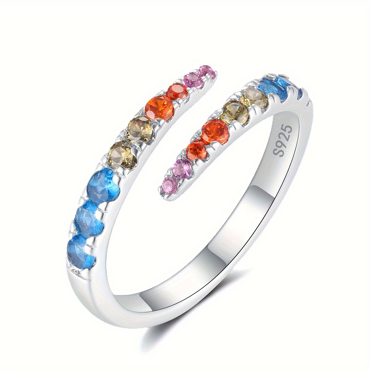 925 Sterling Silver Wrap Ring Paved Shining Zirconia In - Temu United ...