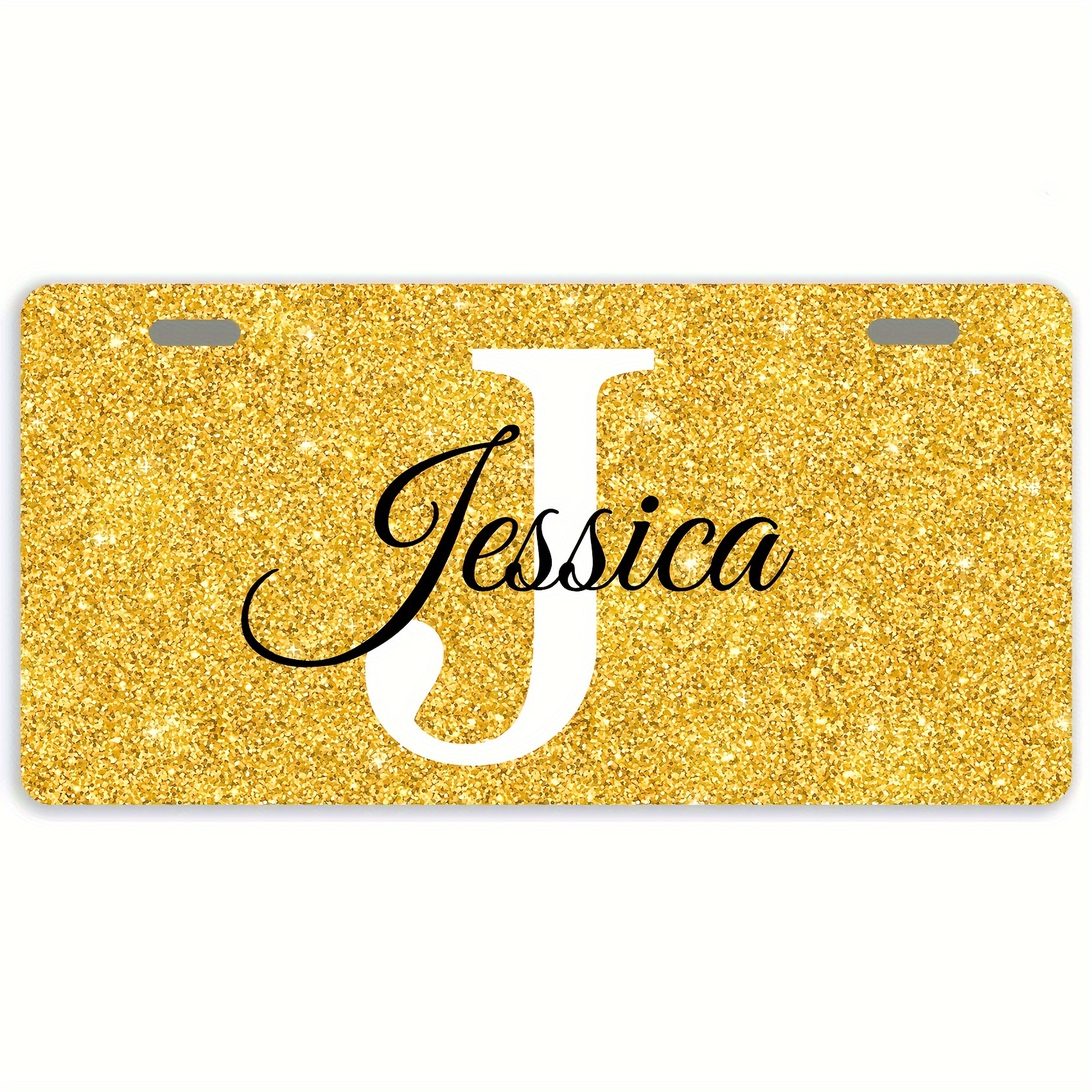 Golden Glitter License Plate Cover Cool Name Initial Front License ...