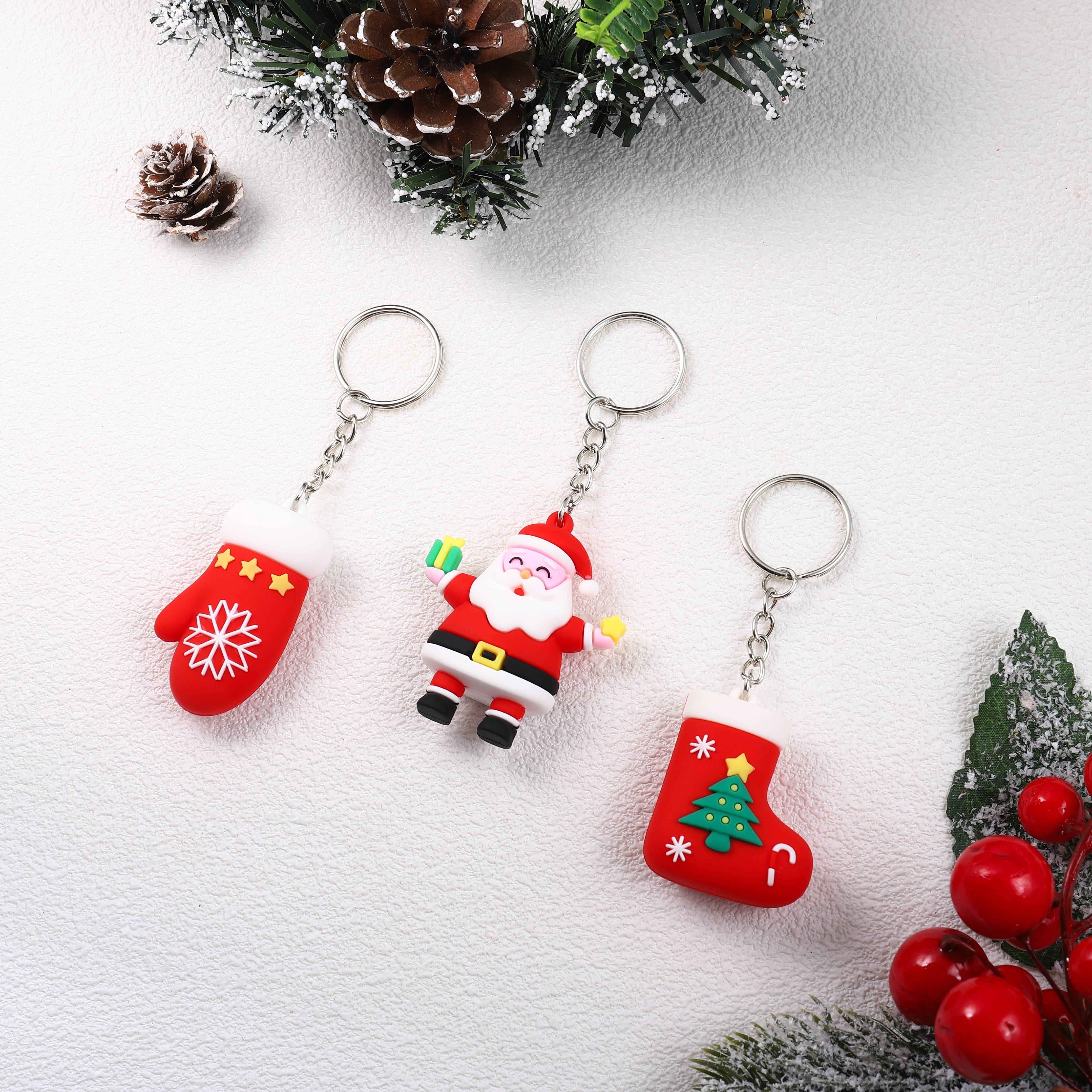 Cartoon Pvc Santa Claus Stocking Bell Keychain Cute Doll Key - Temu ...