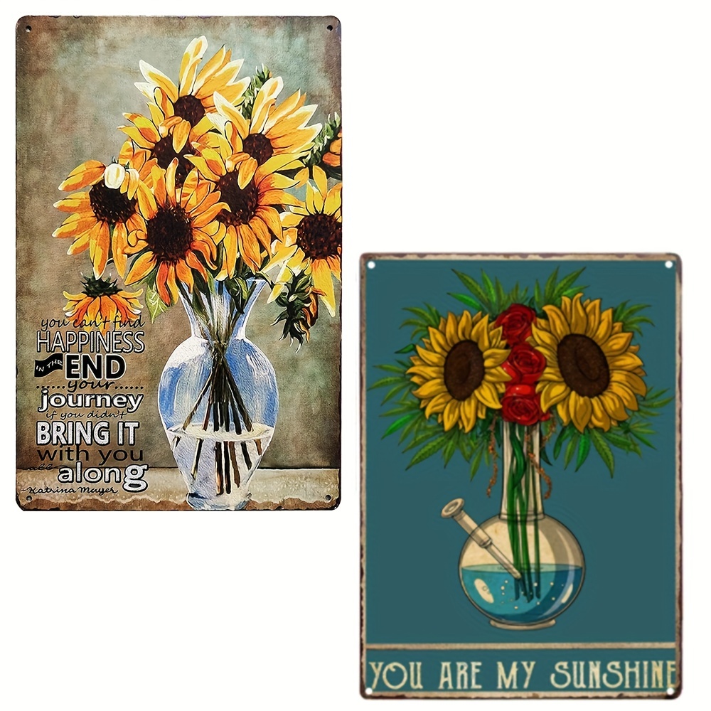Metal Tin Sign Colorful Sunflower Floral Bloom Vintage Bar - Temu Australia