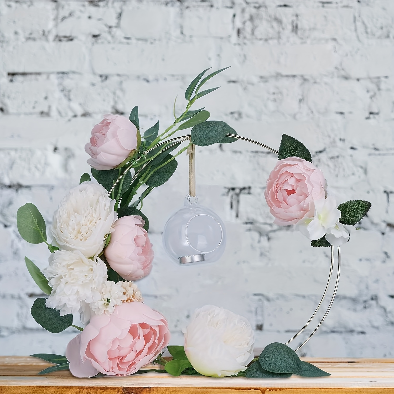 Metal Floral Hoop Centerpiece Table Golden Hoop Centerpiece - Temu