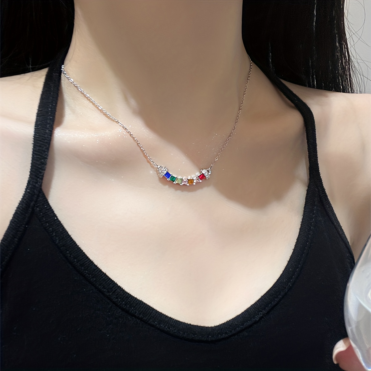 Luxury Exquisite Multicolor Zircon Clavicle Chain Necklace Accessories ...
