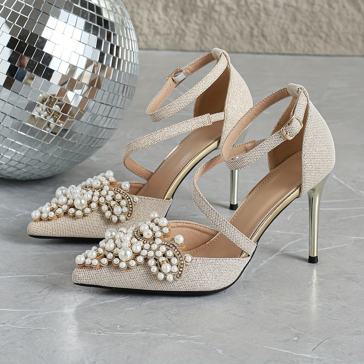 Women's Faux Pearl Decor Stiletto Heels Elegant Point Toe - Temu United ...