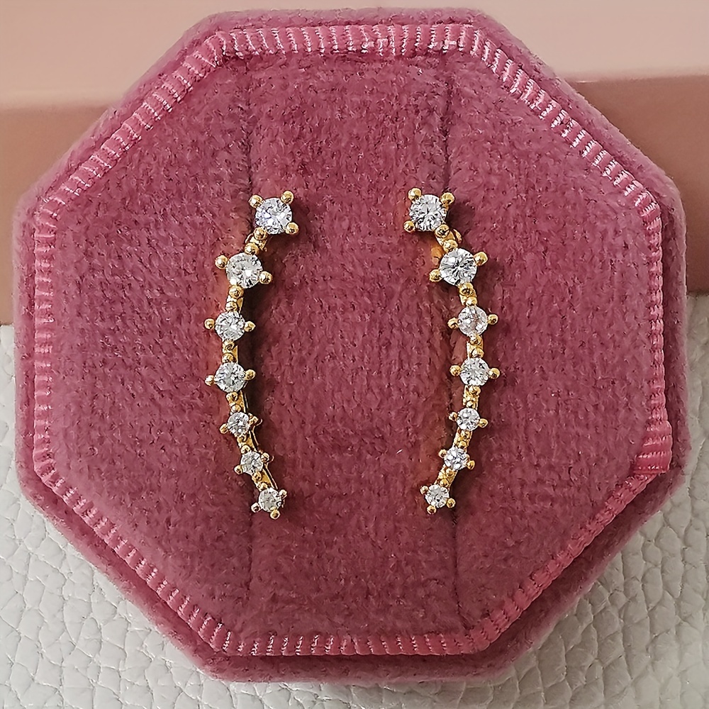 Female Long Stud Earrings Embellished Zirconia - Temu Norway