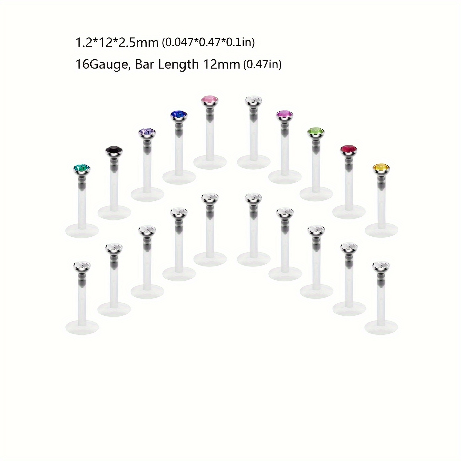 clear lip studs colorful cubic zirconia rings versatile - Temu Denmark