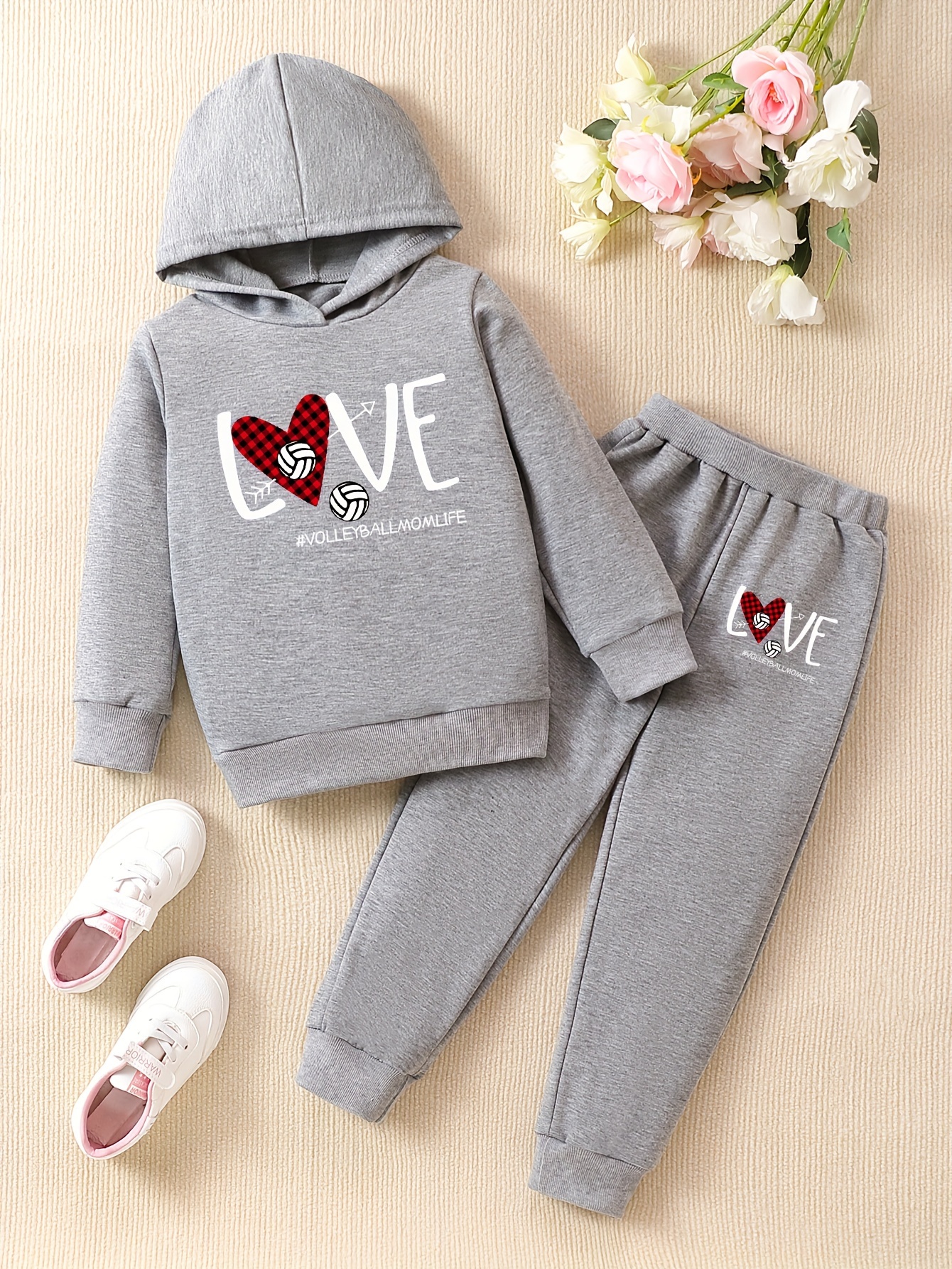 Love Volleyball Graphic Outfits Girls Comfy Sets Hoodies + - Temu Ireland