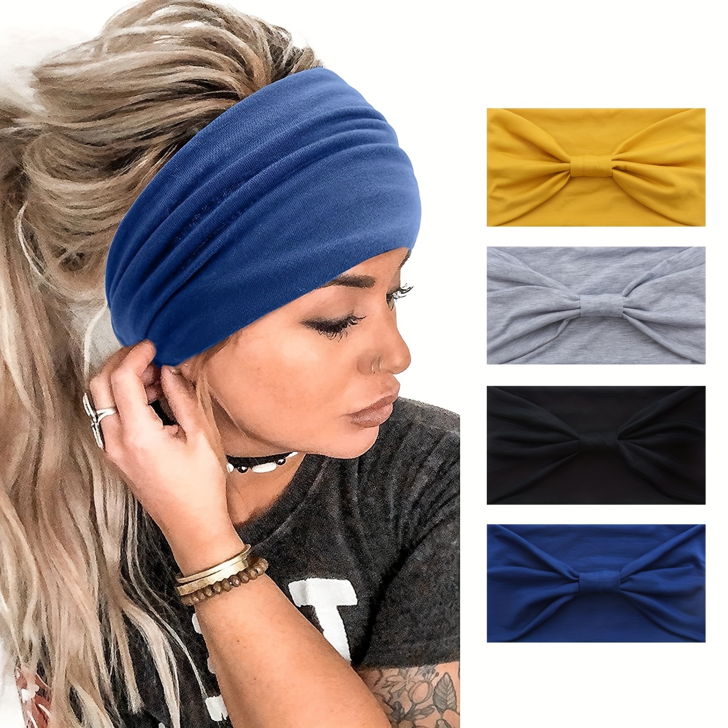 Solid Color Sport Head Band Wide Brimmed Elastic Head Wear - Temu New ...