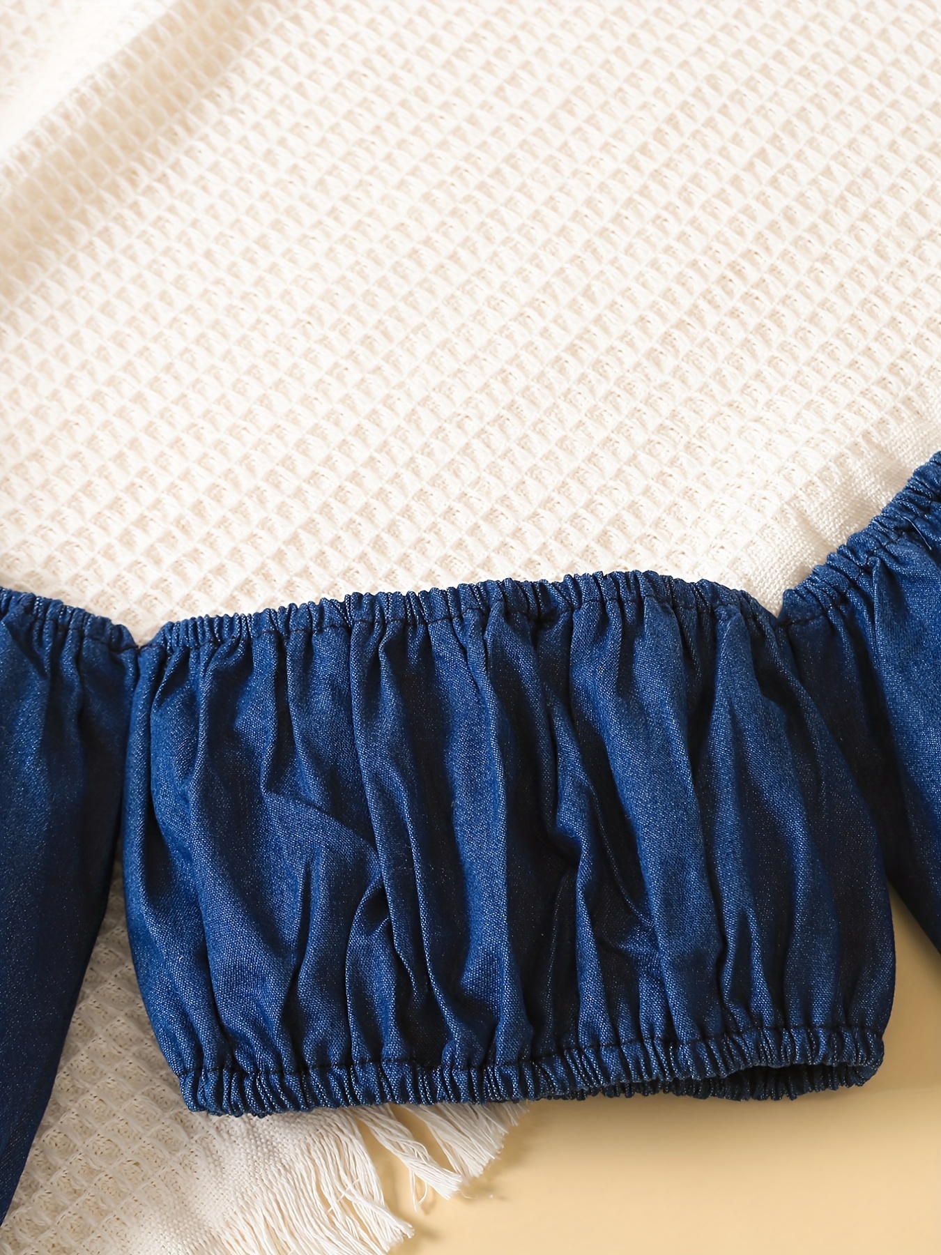 Toddler Baby Girl Denim Skirt Set Puff Sleeve Off Shoulder - Temu Australia