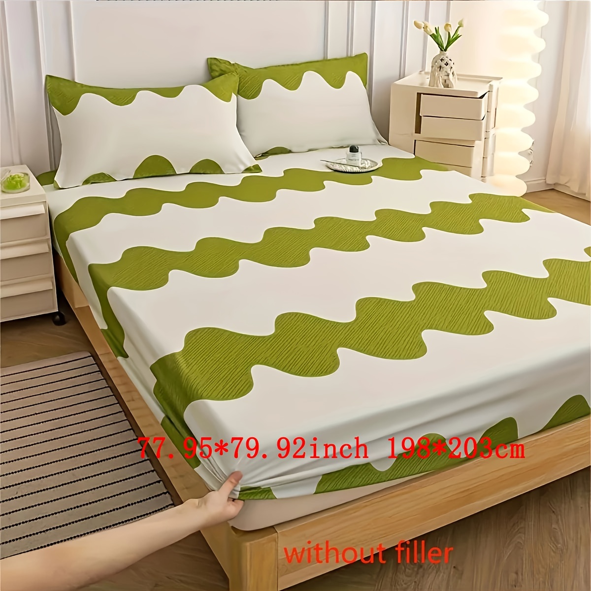 Breathable Wave Pattern Fitted Sheet Set Non slip Mattress - Temu Australia