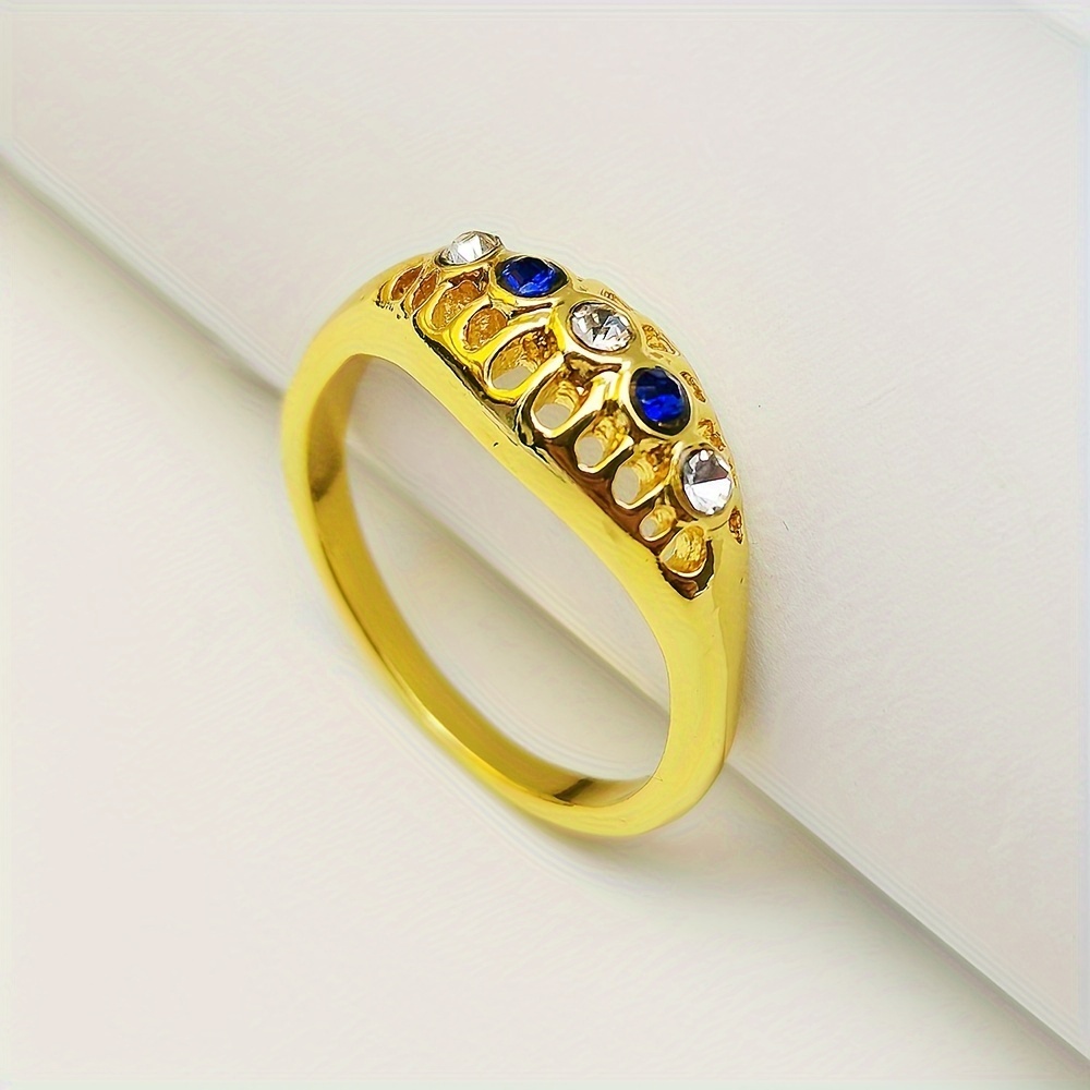 Fashionable Stone Inlaid Hollow Ring Zinc Alloy - Temu United Kingdom