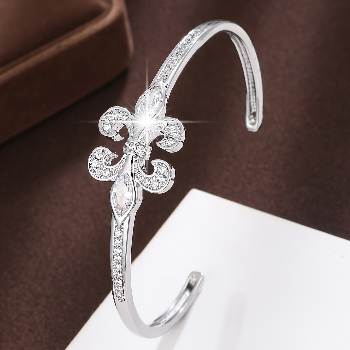 Simple Style Ladies Zircon Cuff Bangle C shaped Bracelet - Temu United Kingdom