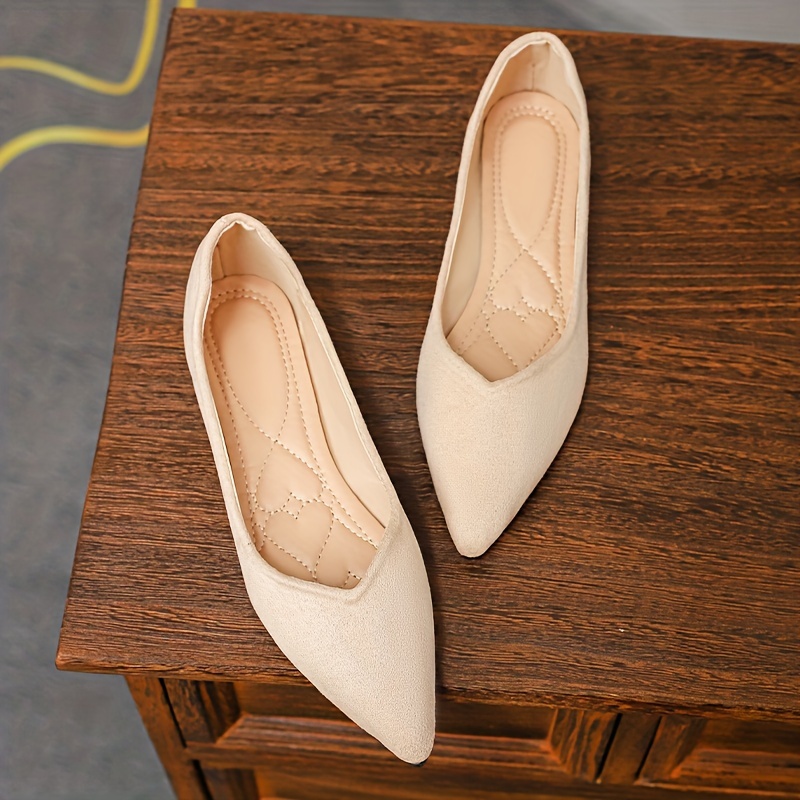 Solid Color Flat Shoes Women's Casual Point Toe Slip Shoes - Temu Australia