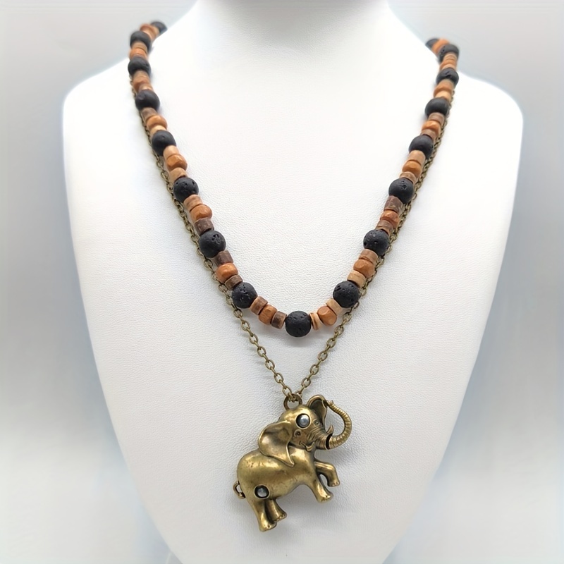 Fashion Boho Style Beaded Necklace Set Elephant Pendant - Temu United ...
