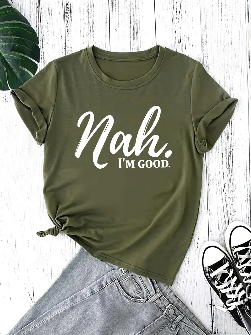Casual T Shirt Plus Size Women S Plus Slogan Print Short Temu Canada