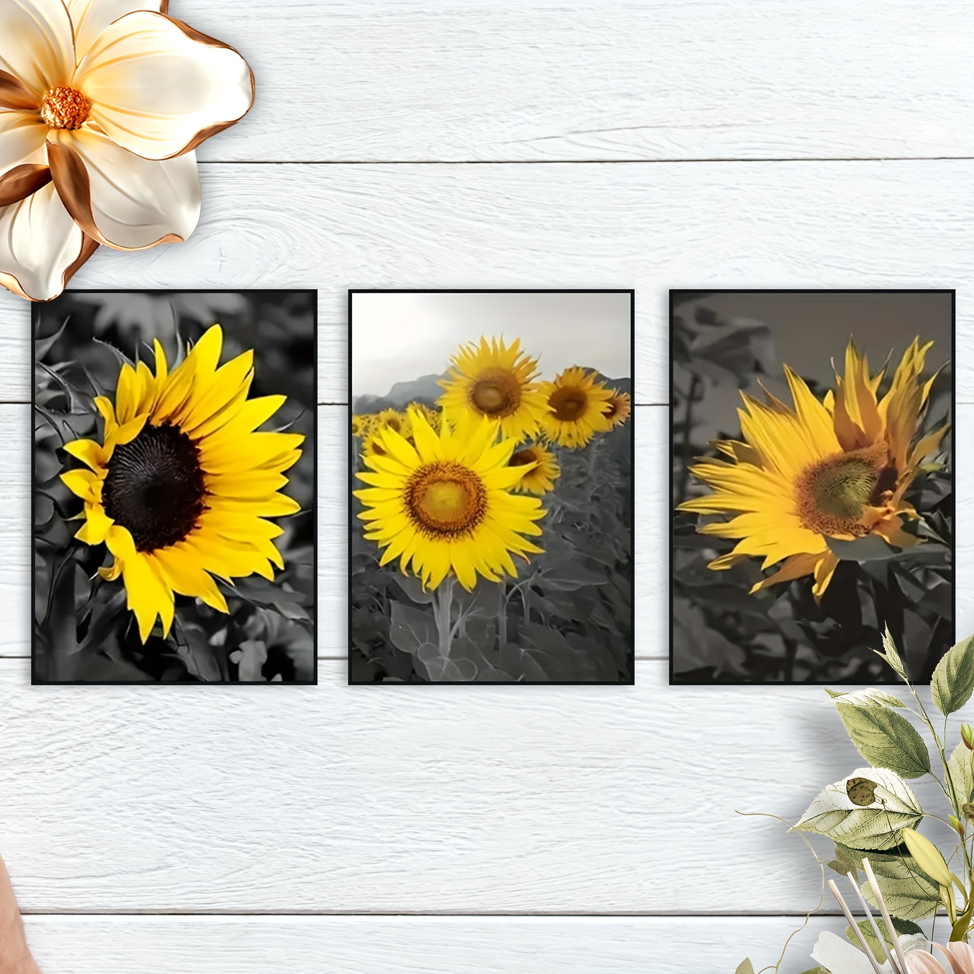 Sunflower Decor Wall Murals Art Printings Black And White - Temu Australia