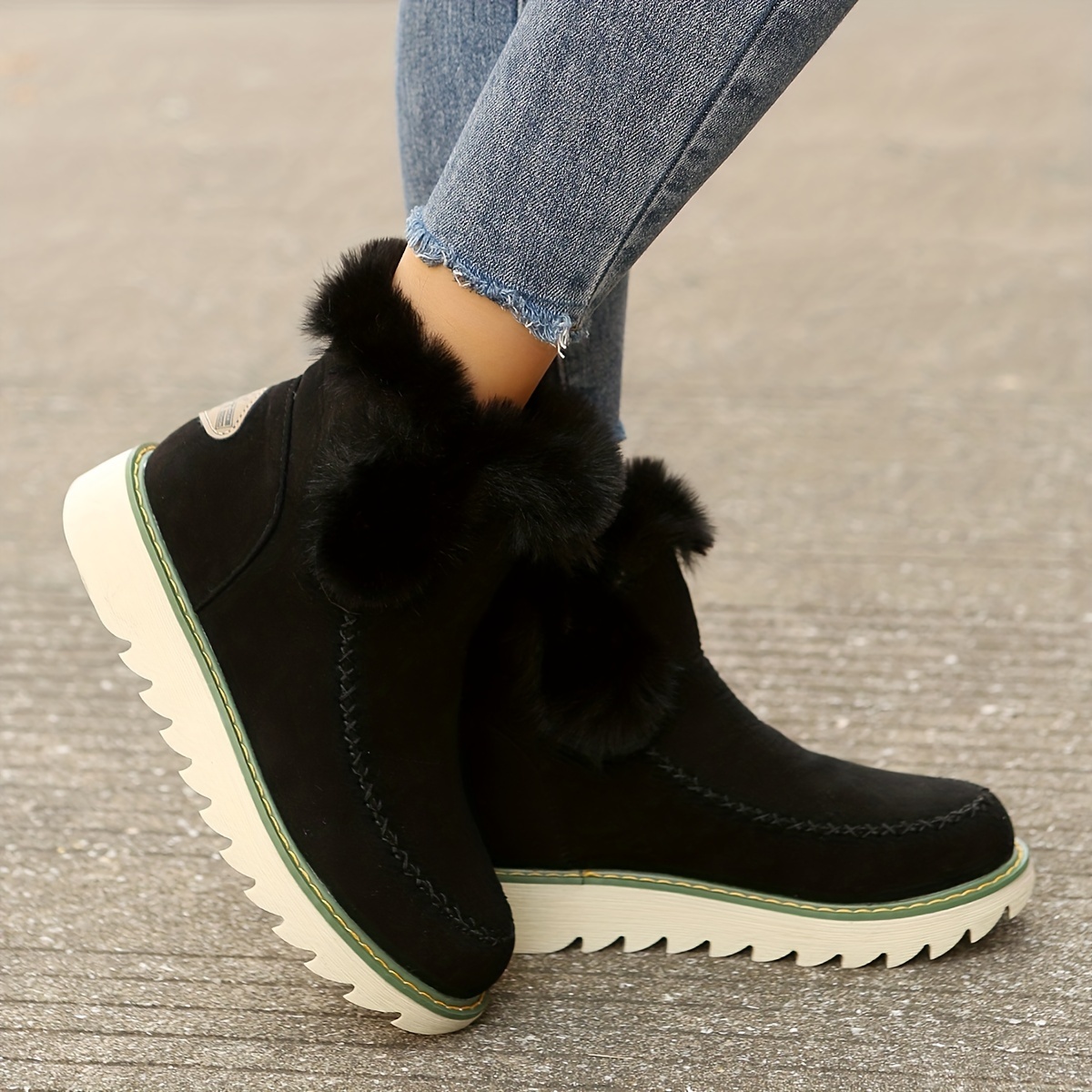 Plush Lined Snow Boots Women s Fluffy Thermal Slip Anti slip - Temu New ...
