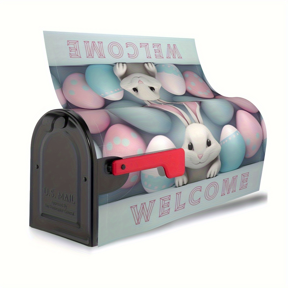 Funny Easter Rabbit Mailbox Cover Cute Eggs Welcome Bunny - Temu Portugal