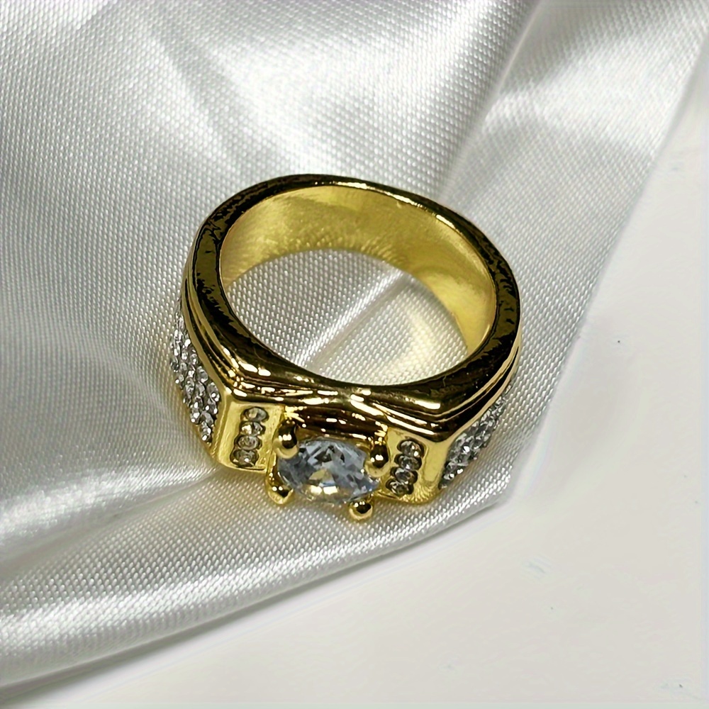 Inlaid Cubic Zirconia Men's Ring Zinc Alloy Ring - Temu United Kingdom