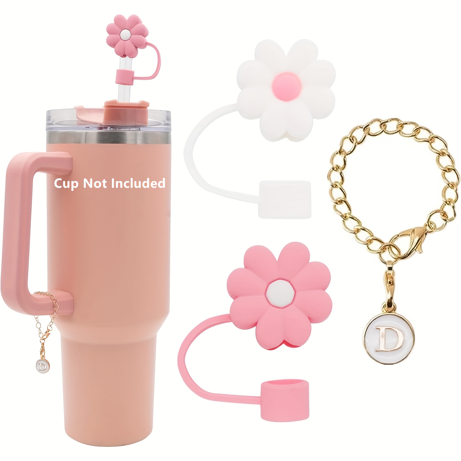 Straw Cover Stanley Cup Flower Silicone Straw Topper Initial - Temu Canada